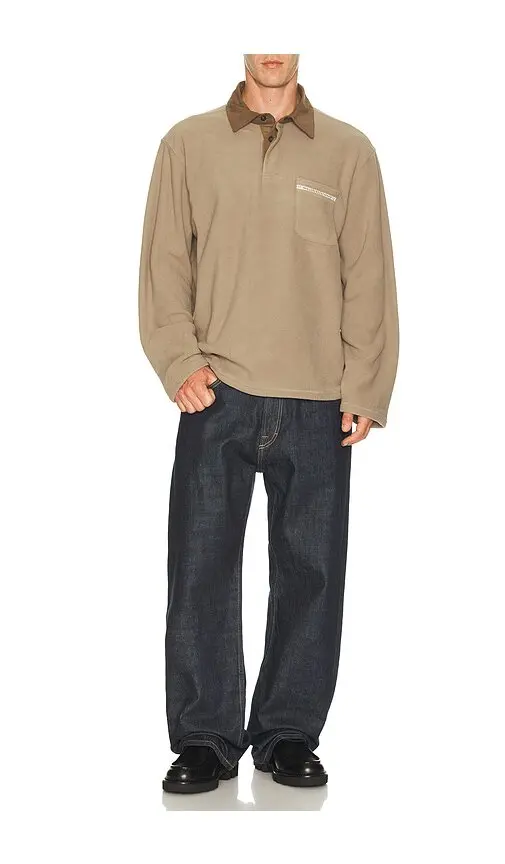 RHYTHM Ladder Polar Fleece Polo In Cream