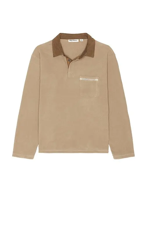 RHYTHM Ladder Polar Fleece Polo In Cream