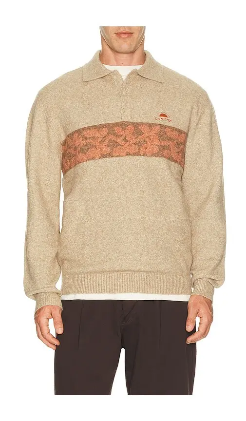 RHYTHM Floragraph Knitted Polo In Brown