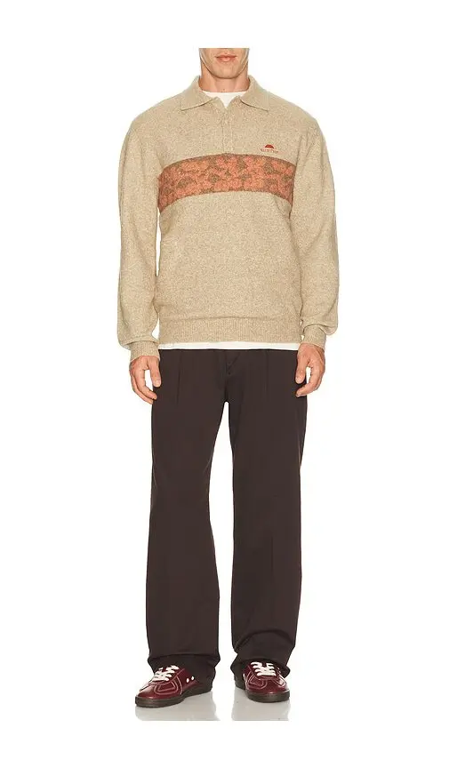RHYTHM Floragraph Knitted Polo In Brown