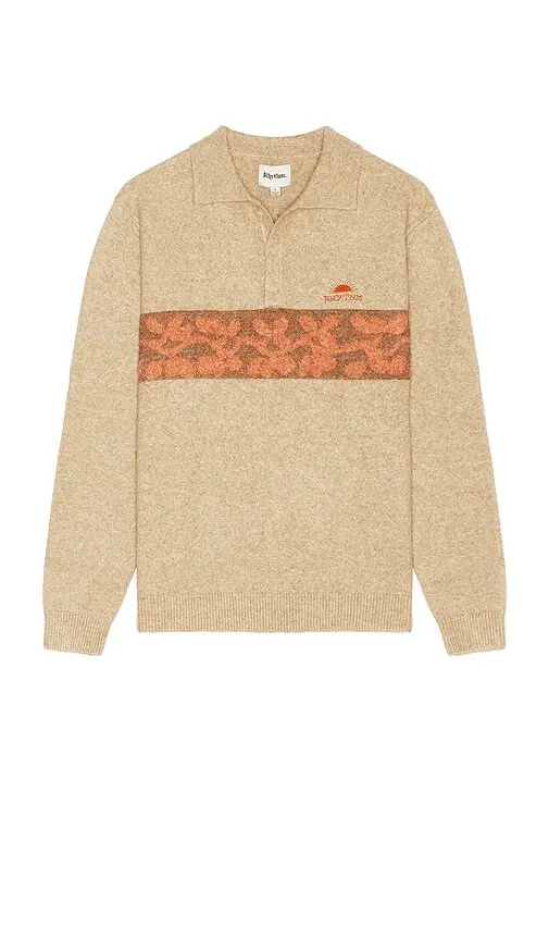 RHYTHM Floragraph Knitted Polo In Brown