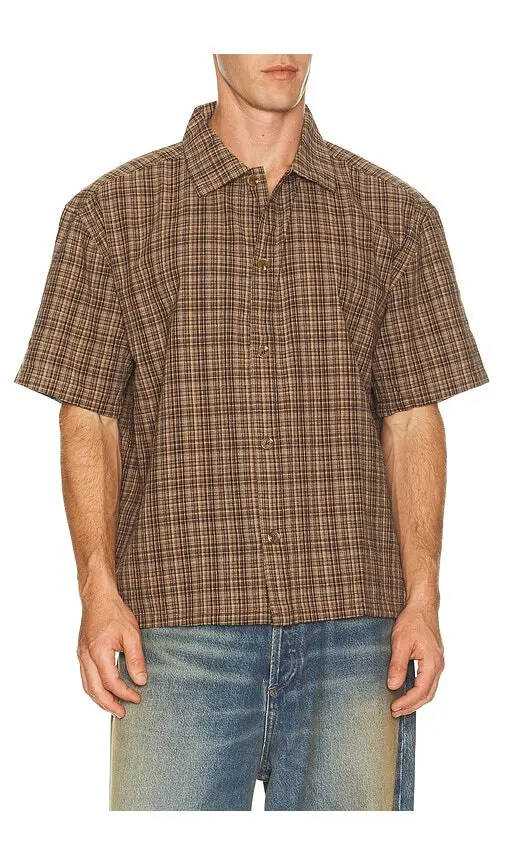 RHYTHM Relaxed Brady Check Shirt In Brown