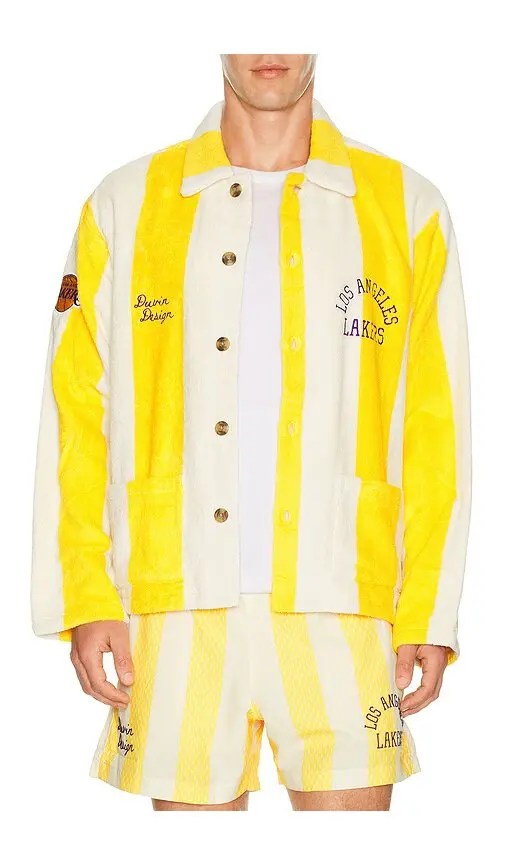 DUVIN DESIGN X Lakers Terry Pool Jacket In Yellow - Gold