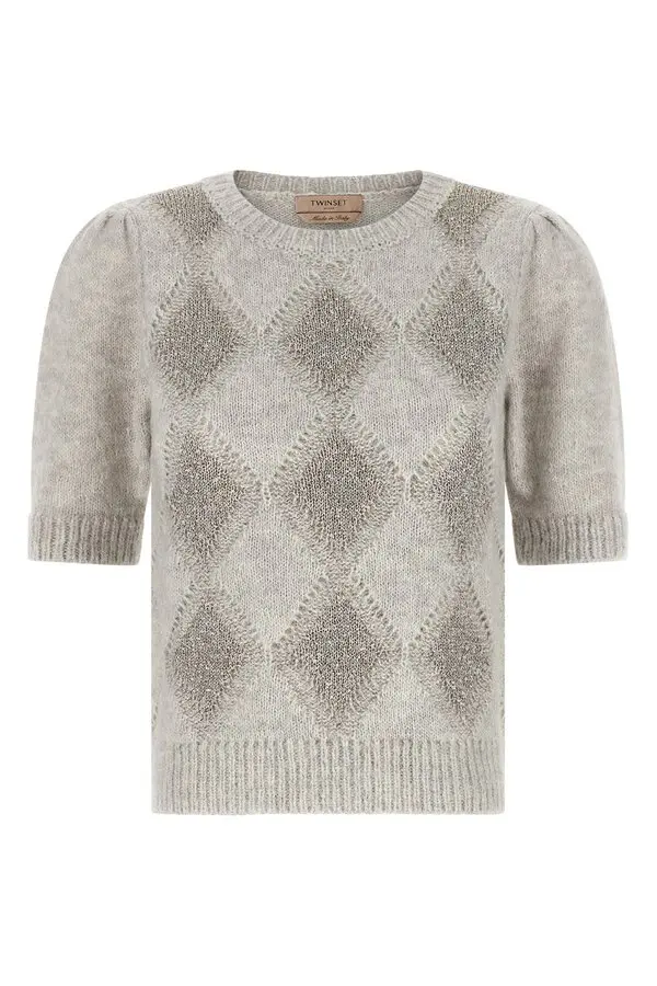 Twin-set Sequin Diamond Sweater - Gray