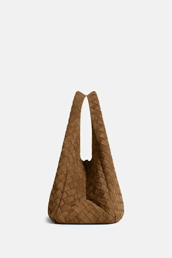 Bottega Veneta Borsa Campana Media Suede - Marrone