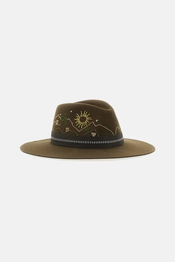GOLDEN GOOSE Cappello Fedora In Feltro Con Ricami - Verde