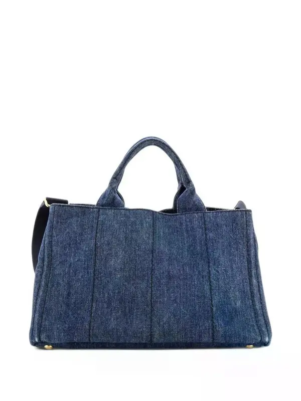 Prada Canapa Convertible Denim Medium Tote Bag