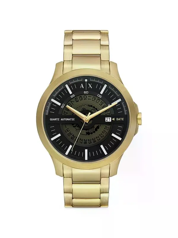 Armani Exchange Skeleton 46mm Watch - Black