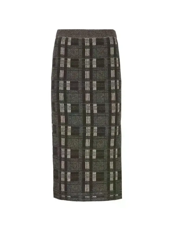 D.exterior Check-pattern Midi Skirt