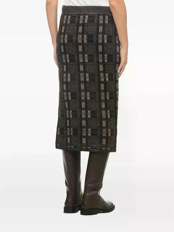 D.exterior Check-pattern Midi Skirt
