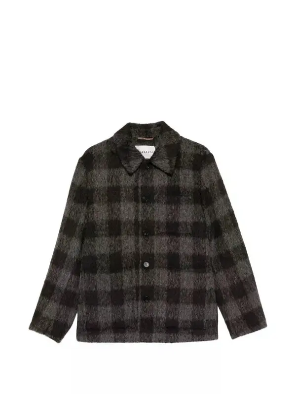 AMARANTO Check Wool-blend Shirt Jacket