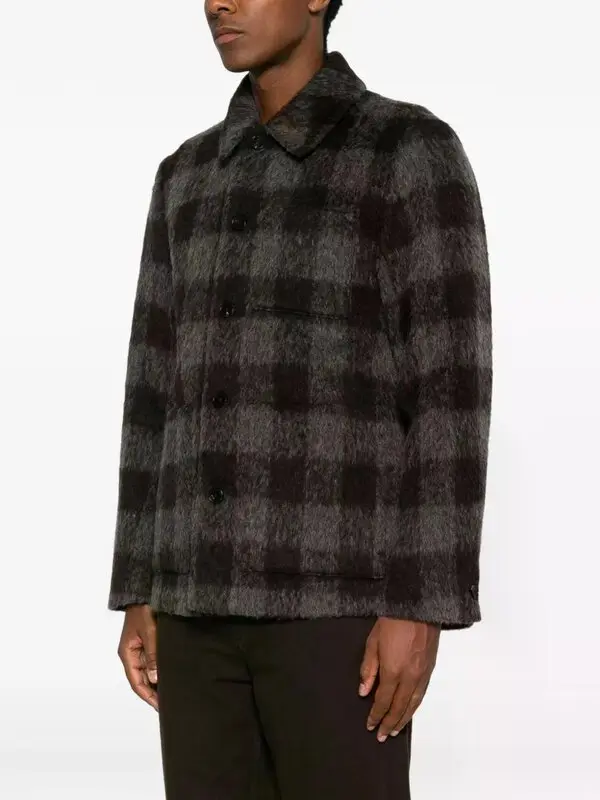 AMARANTO Check Wool-blend Shirt Jacket
