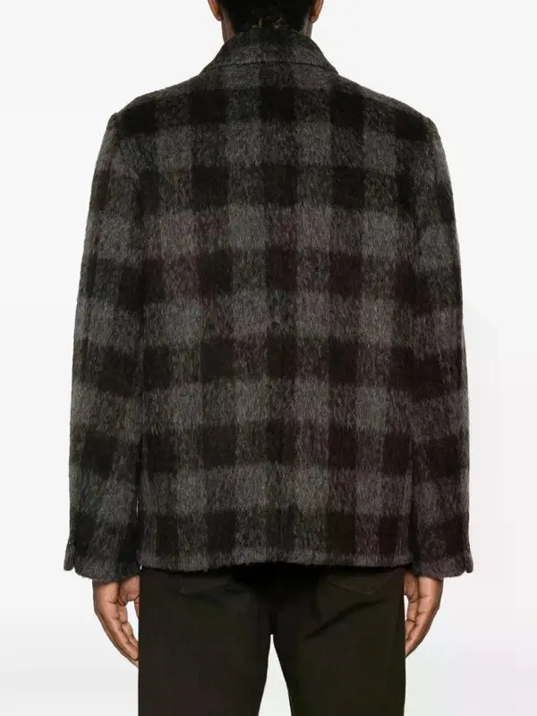 AMARANTO Check Wool-blend Shirt Jacket