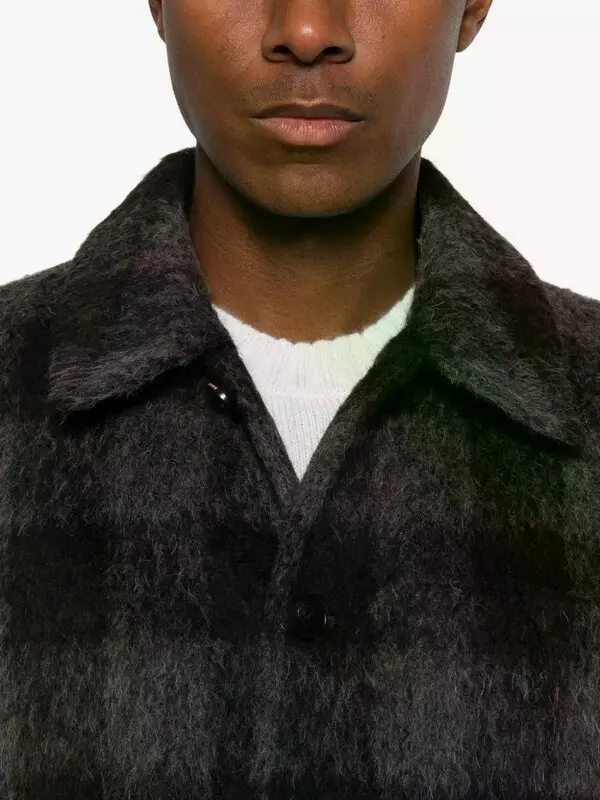 AMARANTO Check Wool-blend Shirt Jacket