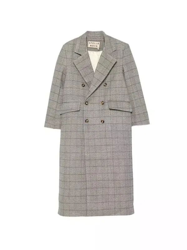 STELLA NOVA Double-breasted Check-pattern Coat