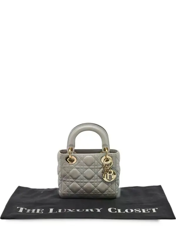 Dior 2015 Mini Lady Cannage Tote Bag - Grey