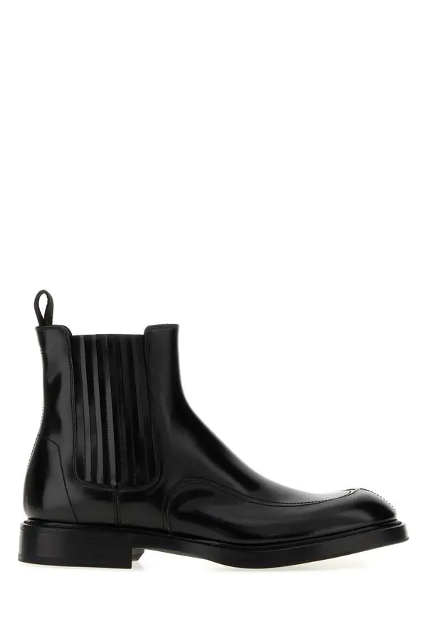 Dolce & Gabbana Leather Ankle Boots - Black