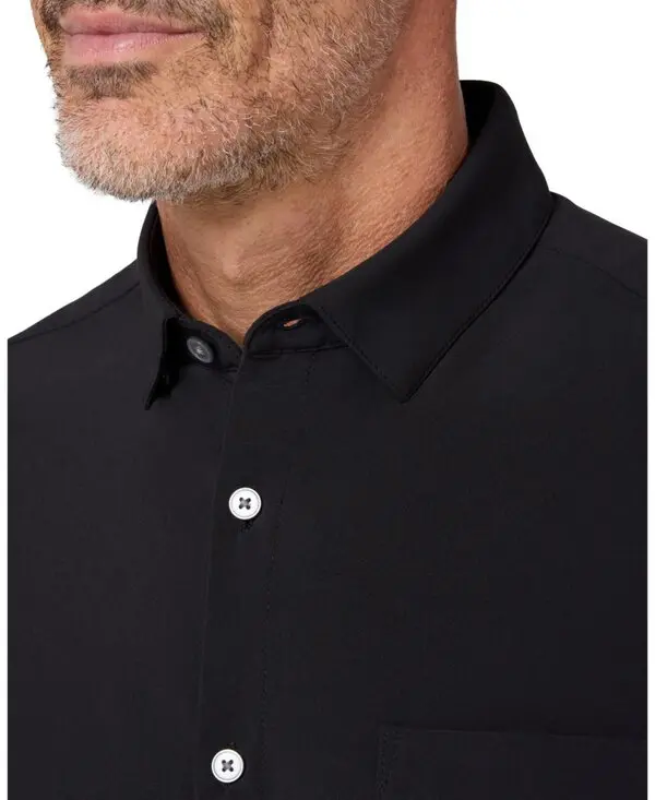 Mizzen+main Leeward Short Sleeve Dress Trim Fit Shirt - Black Solid