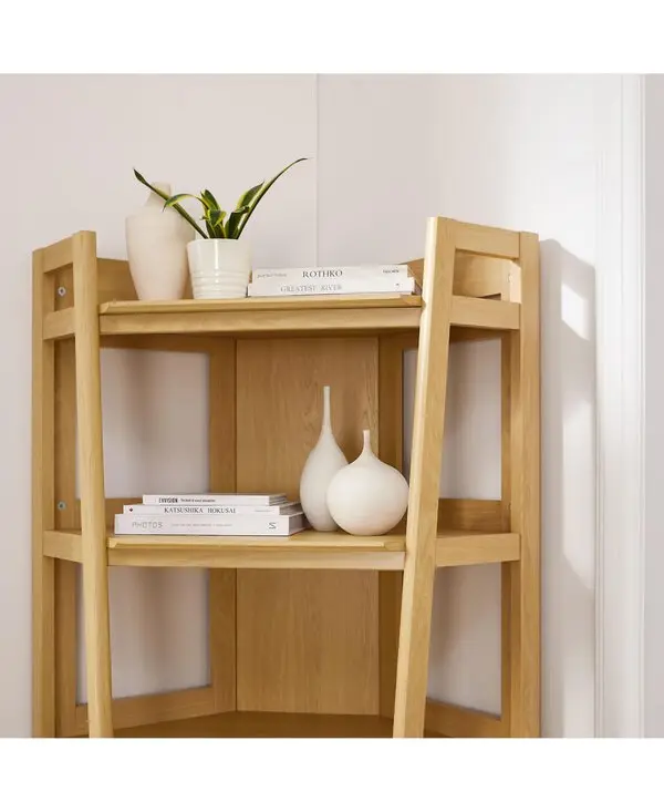 MODWAY Bixby 71 Inch Corner Bookshelf - Oak