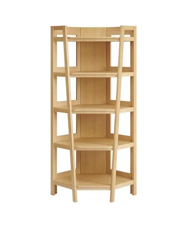 MODWAY Bixby 71 Inch Corner Bookshelf - Oak