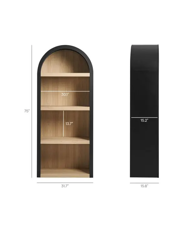 MODWAY Caleb 4 Arched Display Shelf Bookcase - Black