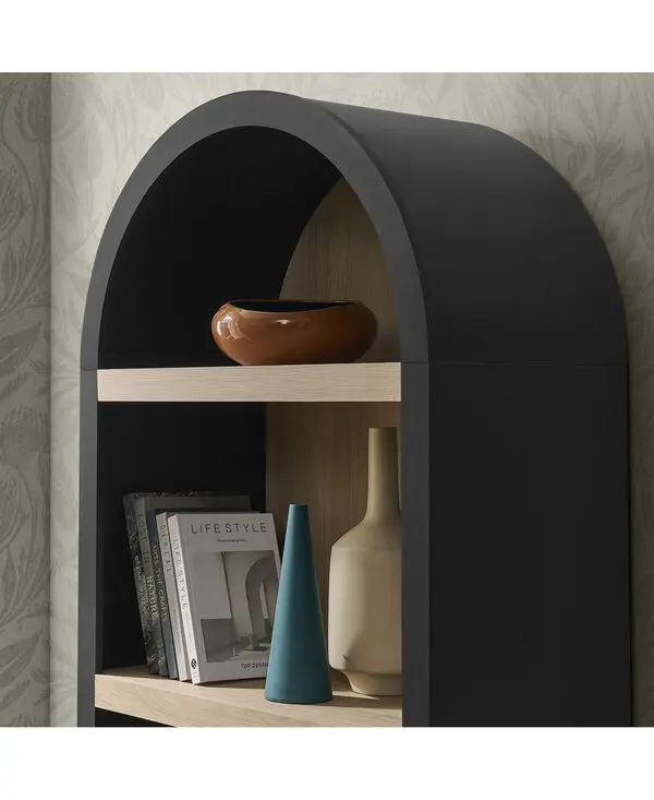 MODWAY Caleb 4 Arched Display Shelf Bookcase - Black