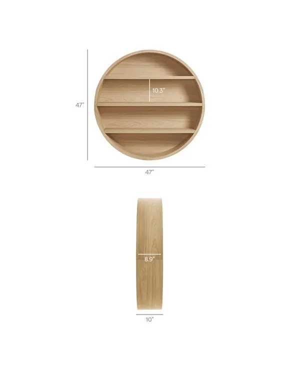 MODWAY Romy 47 Round Wall Book Shelf - Natural