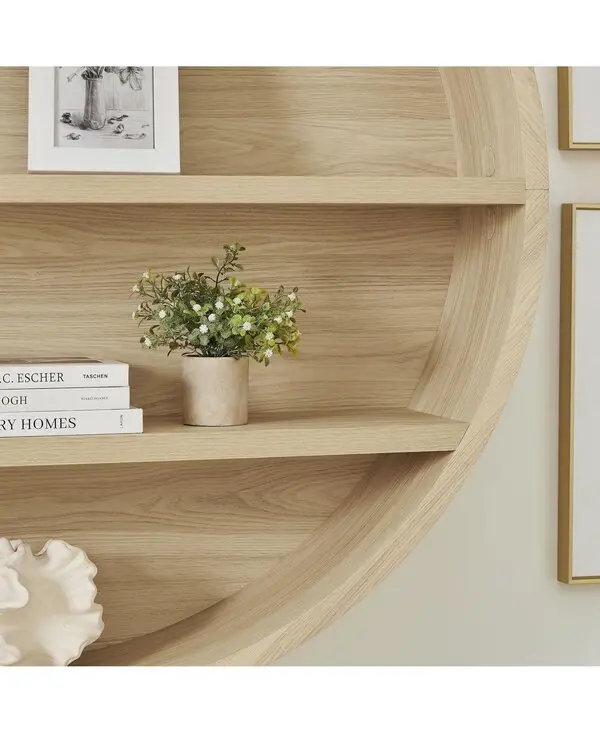 MODWAY Romy 47 Round Wall Book Shelf - Natural