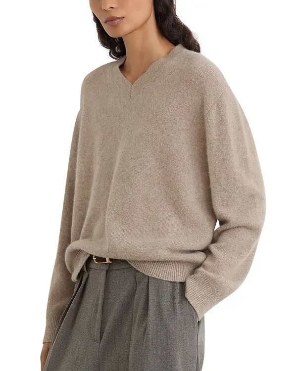 REISS Jenna Cashmere V Neck Sweater - Neutral