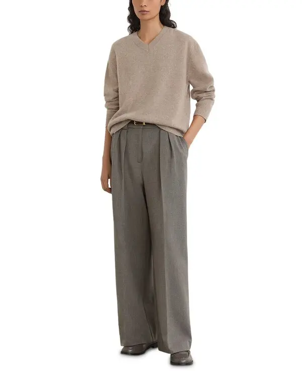 REISS Jenna Cashmere V Neck Sweater - Neutral