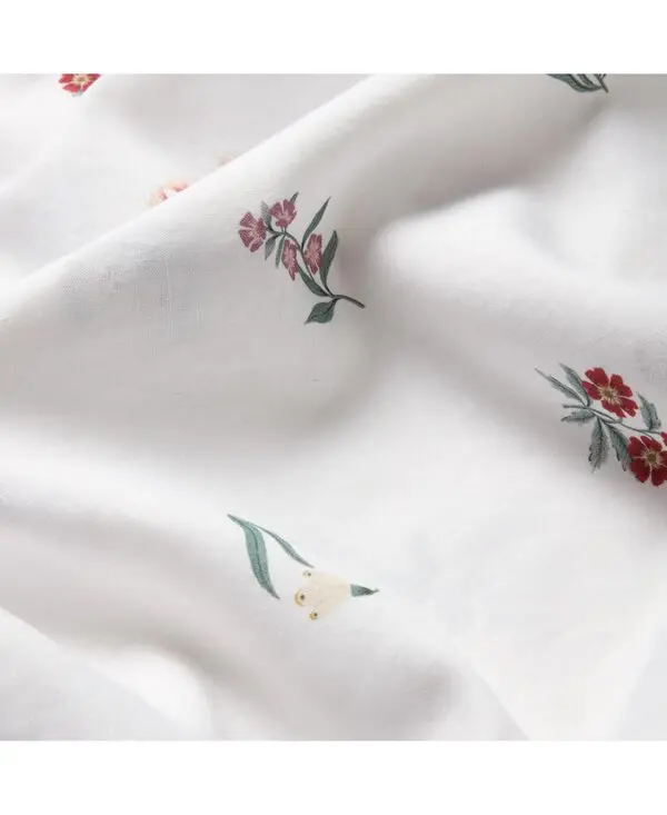PIGLET IN BED Woodland Floral Print Linen Blend Duvet Cover, Twin - White