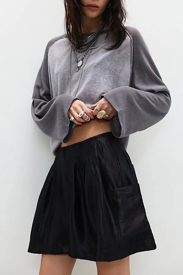 Free People Love Street Shine Trouser Shorts - Black