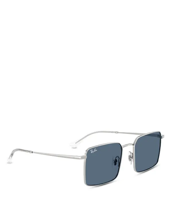 Ray-ban Square Sunglasses, 53mm - Silver/dark Blue