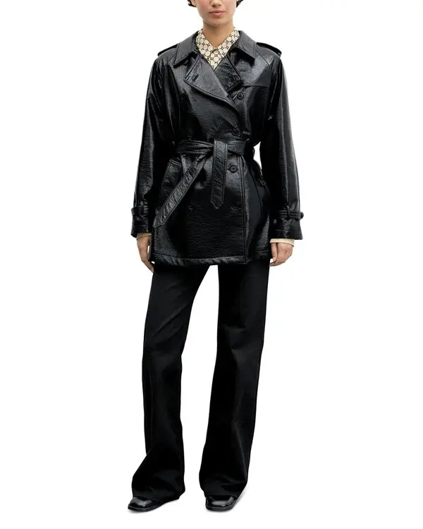 Gerard Darel Vicky Faux Leather Trench Coat