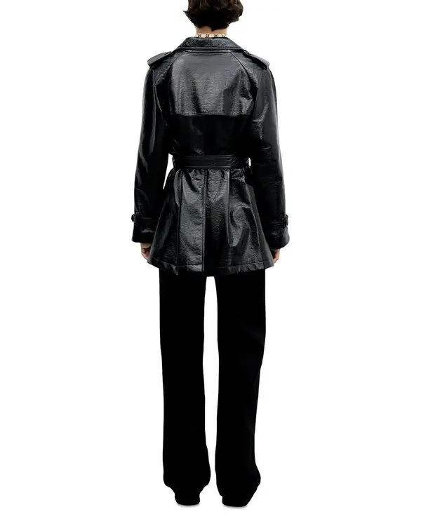 Gerard Darel Vicky Faux Leather Trench Coat