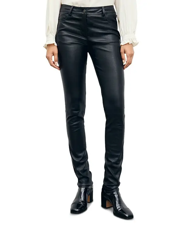 Gerard Darel Muse Leather Straight Pants - Black