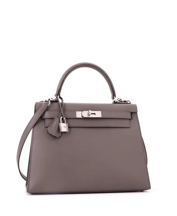 Hermès Kelly 28 Handbag Grey Epsom With Palladium Hardware