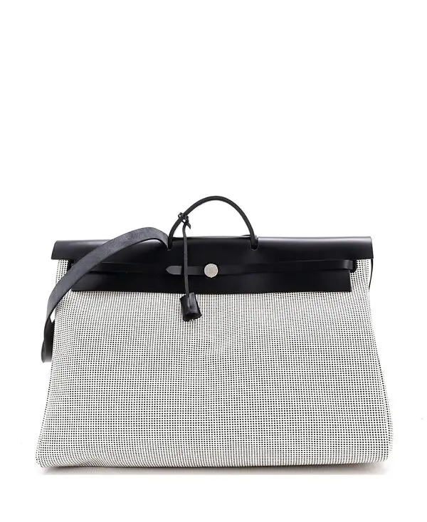 Hermès Herbag Cabine Criss Viking Toile And Leather - Black