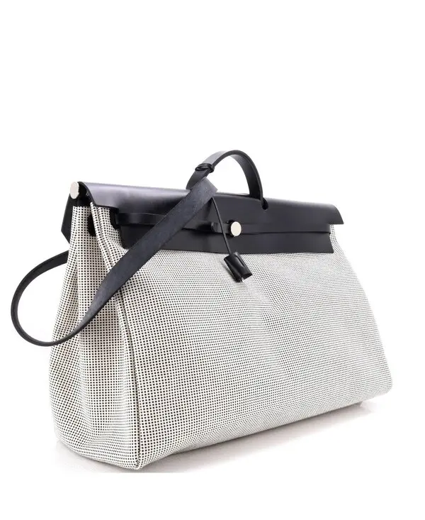 Hermès Herbag Cabine Criss Viking Toile And Leather - Black