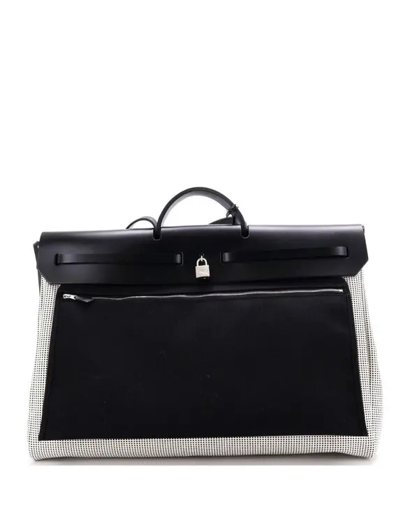 Hermès Herbag Cabine Criss Viking Toile And Leather - Black
