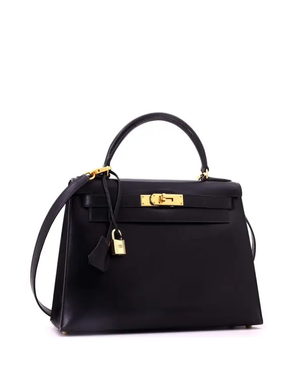 Hermès Kelly 28 Handbag Black Box Calf With Gold Hardware
