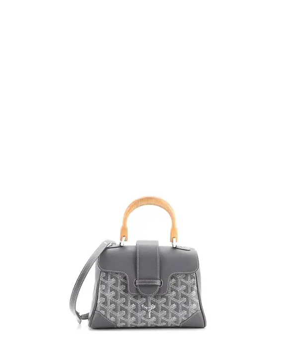 Goyard Saigon Top Handle Bag Coated Canvas With Leather - Gray