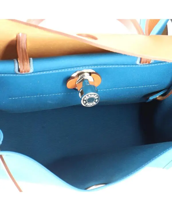 Hermès 31 Herbag Zip Leather And Toile - Blue