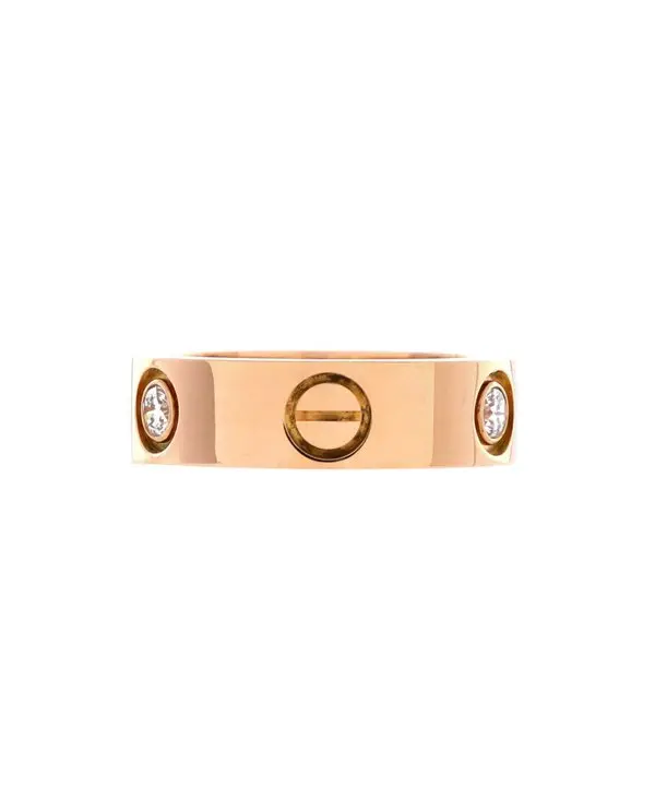 CARTIER Love 3 Diamonds Band Ring 18k Rose Gold With Diamonds