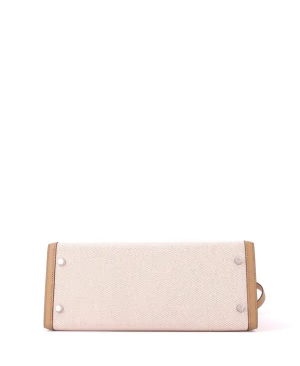 Hermès Kelly 28 Handbag Toile And Brown Swift With Palladium Hardware