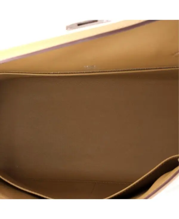 Hermès Kelly 28 Handbag Toile And Brown Swift With Palladium Hardware