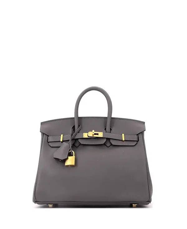 Hermès Birkin 25 Handbag Grey Swift With Gold Hardware