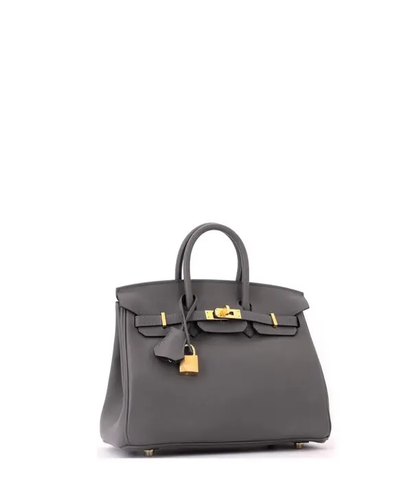 Hermès Birkin 25 Handbag Grey Swift With Gold Hardware