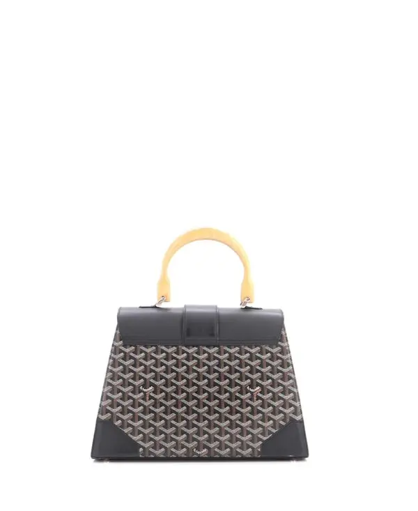 Goyard Mm Saigon Top Handle Bag Coated Canvas With Leather - Black
