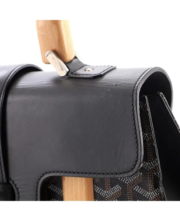 Goyard Mm Saigon Top Handle Bag Coated Canvas With Leather - Black